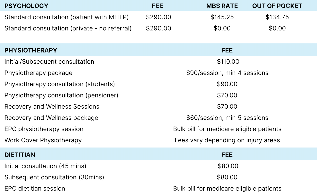 Fees 2025 - Infinity